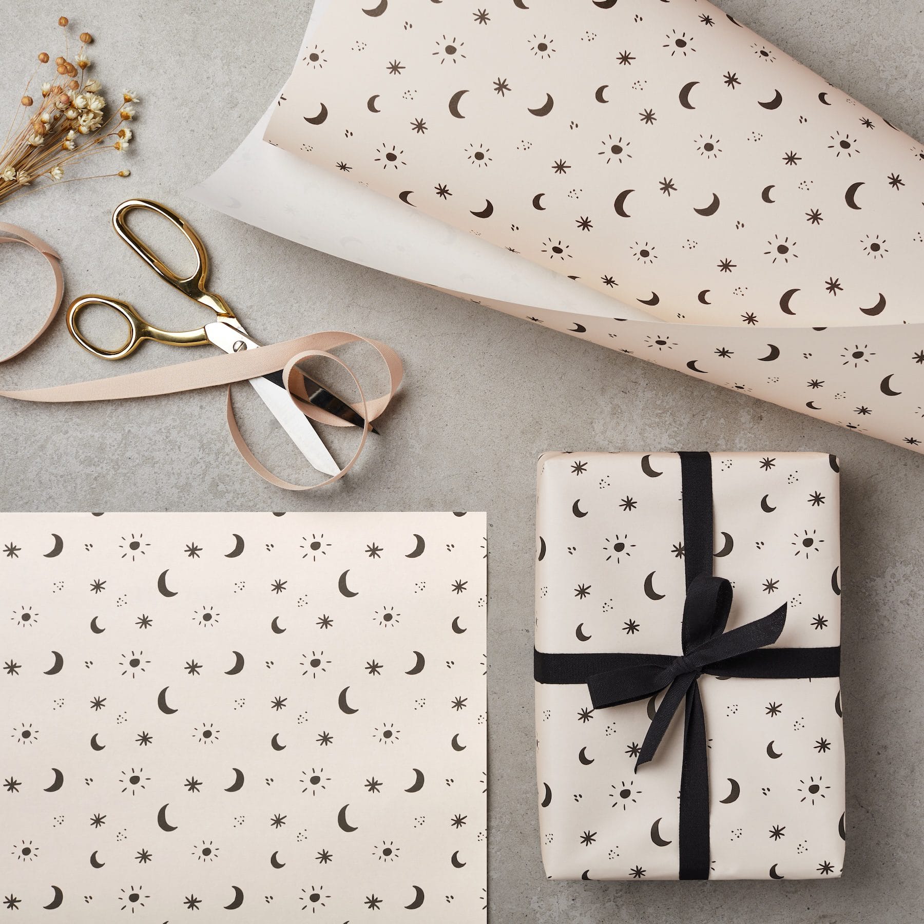 10 Sheets of Moon & Stars Gift Wrapping Paper – katieleamon